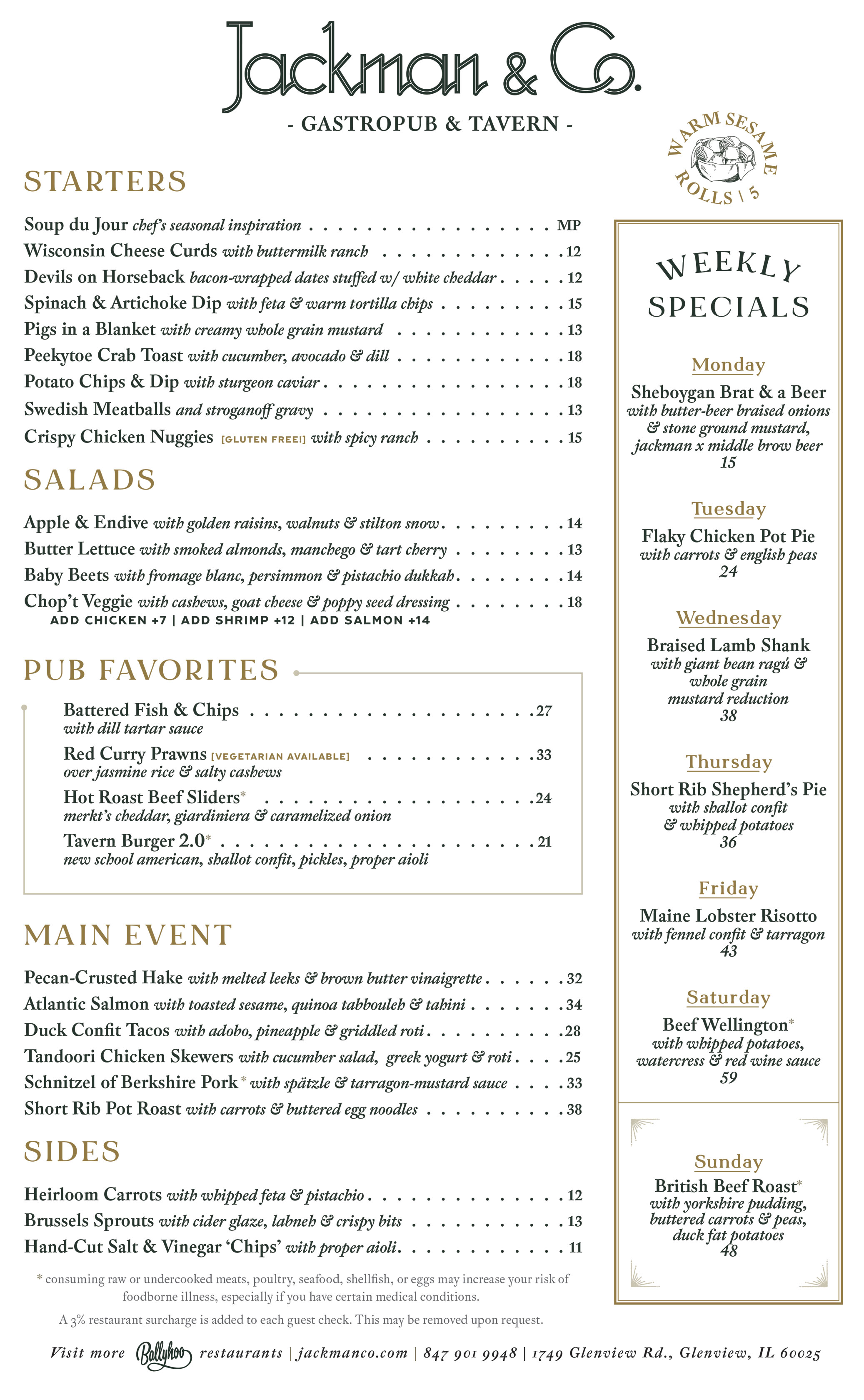 The Menu at Jackman & Co.